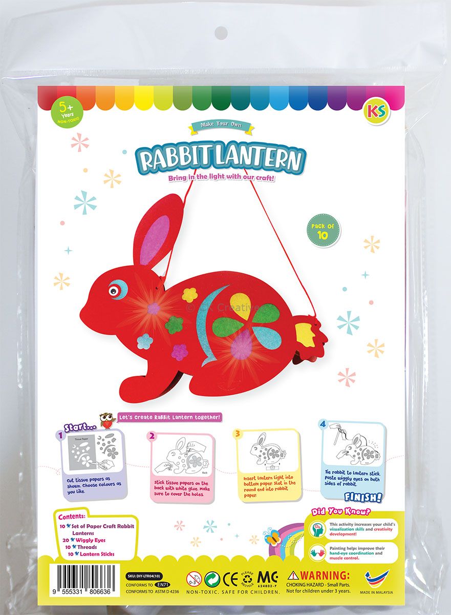 Rabbit Lantern Pack Of 10 With LED Lights Sand Art And Craft Singapore